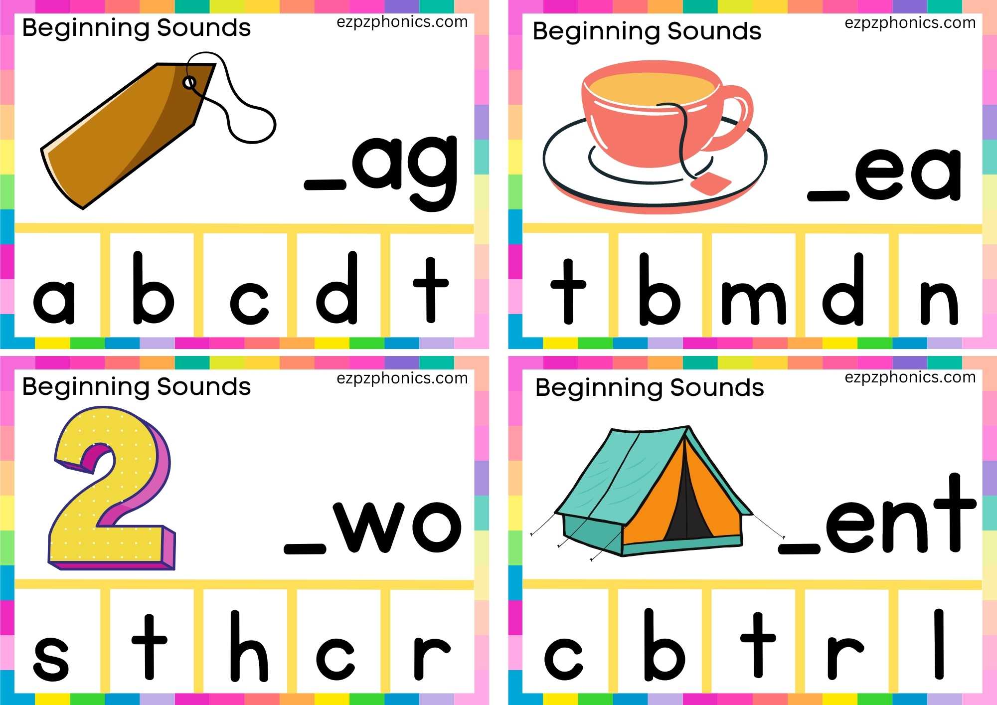 Letter T Read The Word And Clip The Correct Image Clip Card Group 1 - ezpzphonics.com